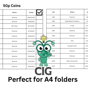 50p Collection Printable, Coin Inventory Log Book for Coin Collectors ...