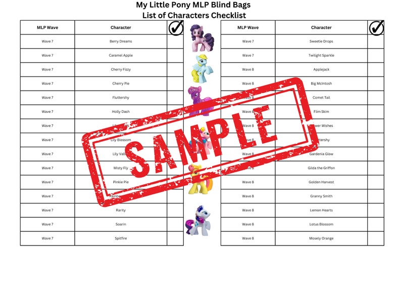 My Little Pony Collection List Inventory, Log Book, Record Your ...