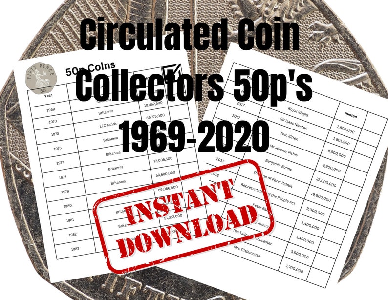 50p Collection Printable, Coin Inventory Log Book for Coin Collectors ...