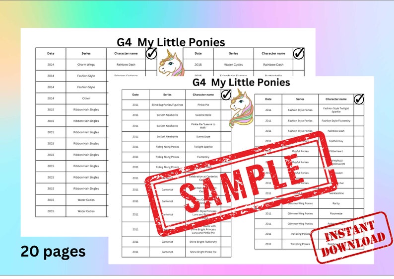 My Little Pony Collections List Inventory, Log Book, Record Your ...