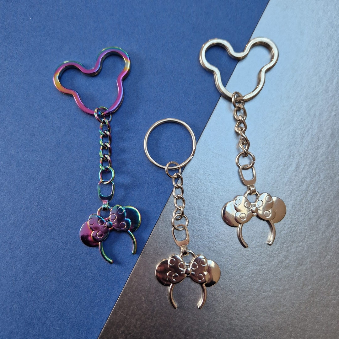 Minnie Mouse Ears With a Metal Keyring Keychain or Bag Charm Accessory ...