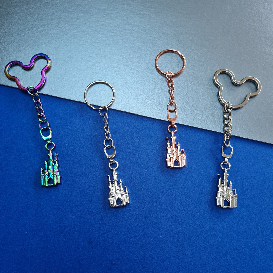 Disney Belle Enchanted Rose in Jar Metal Keyring or Bag Charm Accessory ...