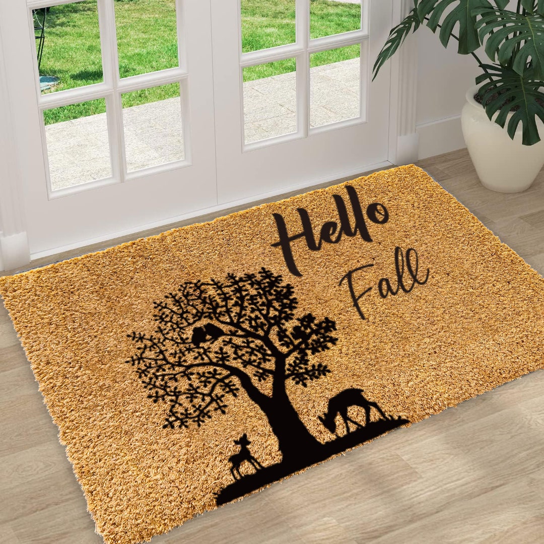 Hello Fall Doormat, Custom Door Mat for Front Door, Personalized Custom ...