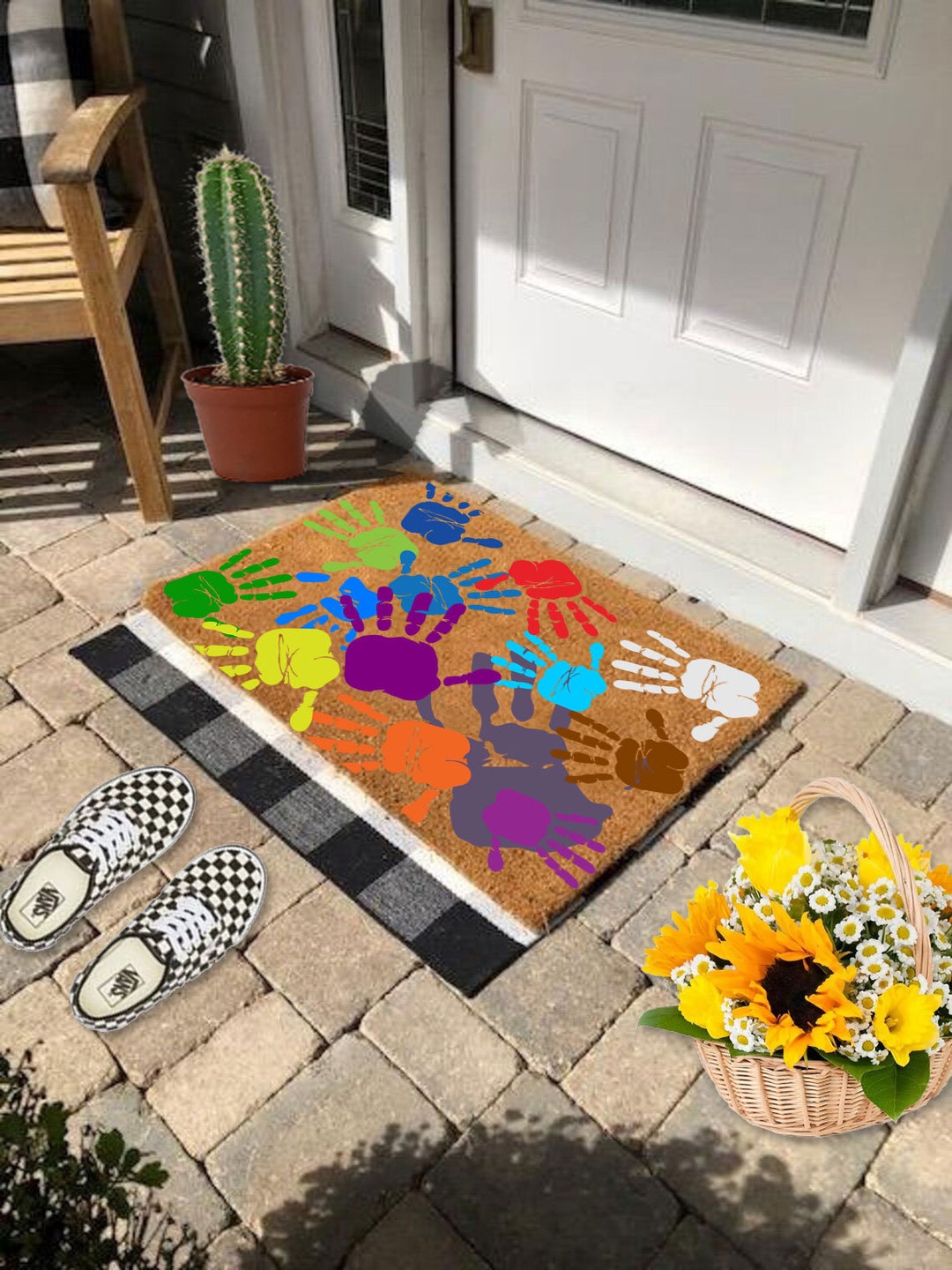 Colorful Palm Print Doormat, Custom Doormat, Small Doormat, Personality ...