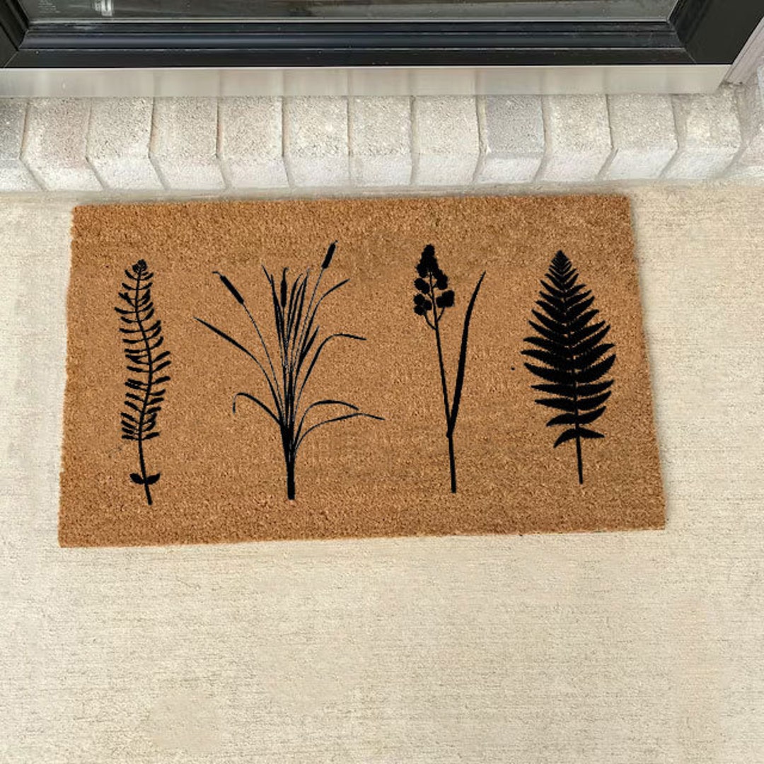 Plant Floral Coir Doormat, Custom Door Mat for Front Door, Personalized ...