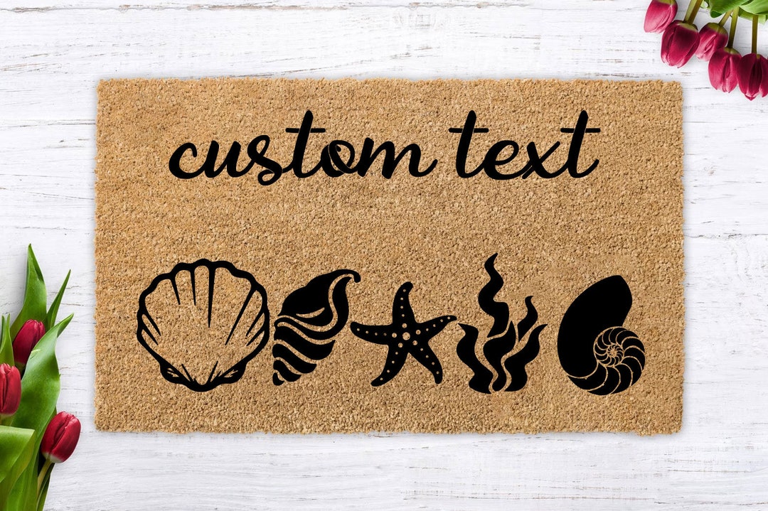Sea Shore Beach Shells Coir Doormat, Entry Mat, Housewarming Gift ...