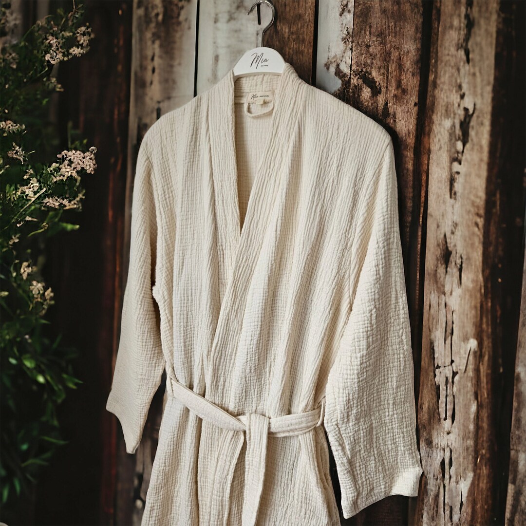 4 Layers Muslin 100% Turkish Cotton Kimono Robes Unisex, Cotton Kimono ...