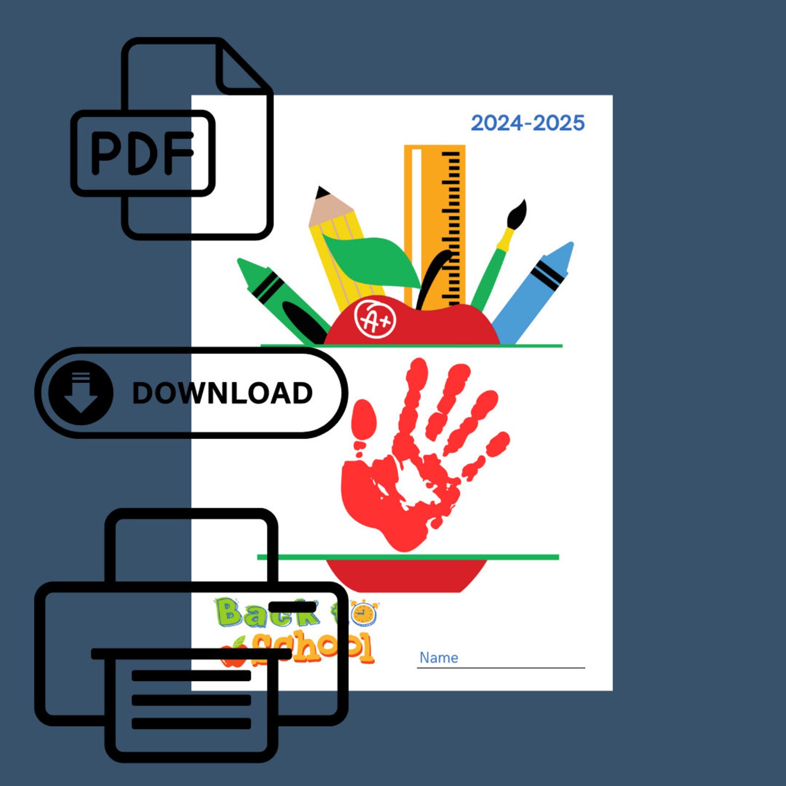 First Day of School Handprint Art, Kindergarten Preschool Handprint ...