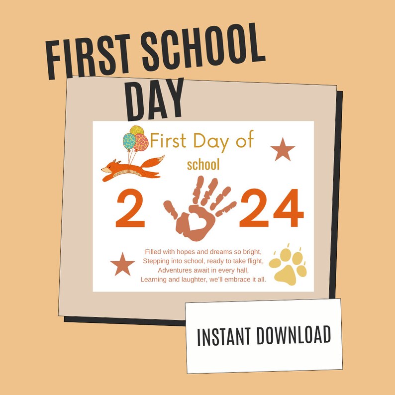 First Day of School Handprint Art, Kindergarten Preschool Handprint ...