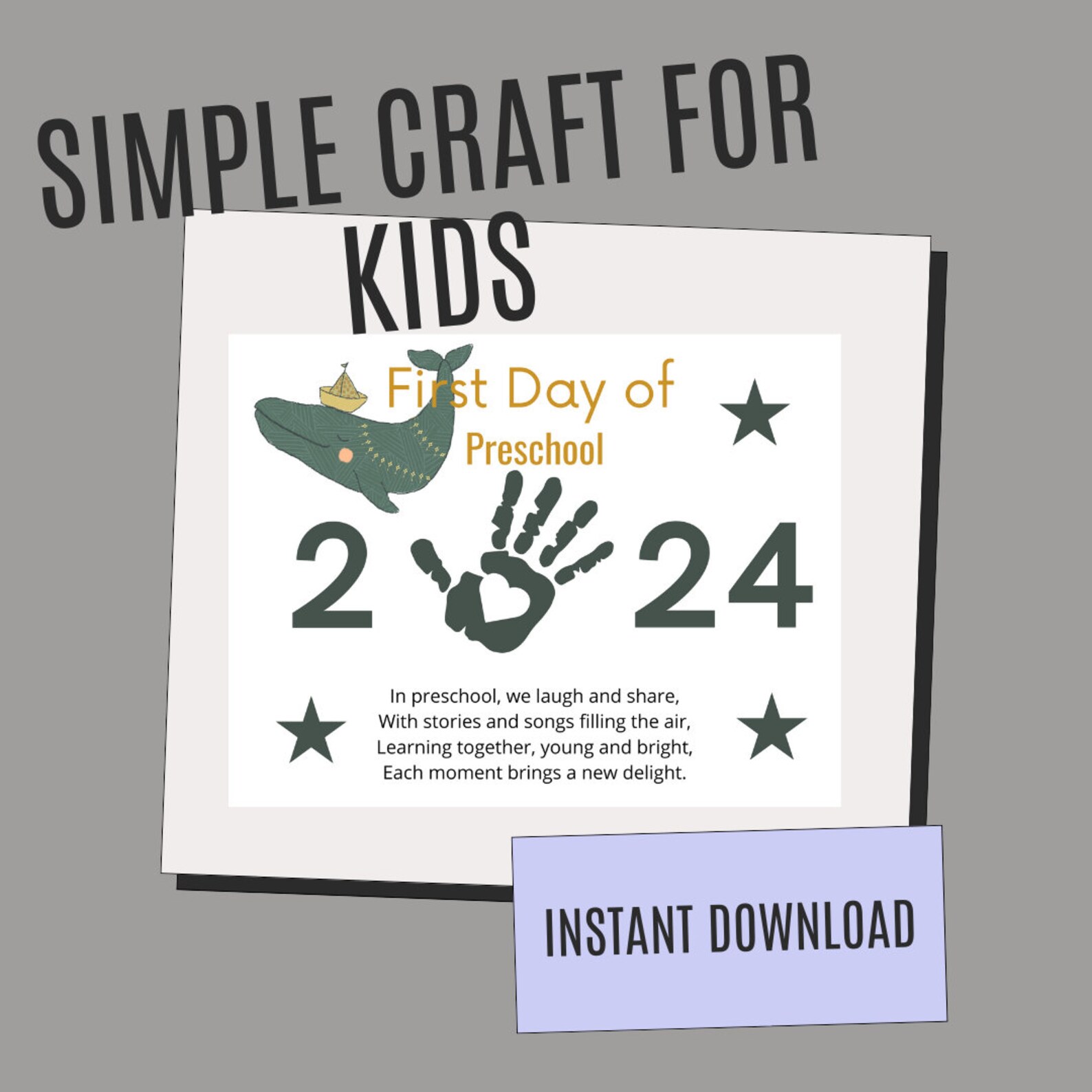 First Day of Preschool Handprint Art, Kindergarten Preschool Handprint ...