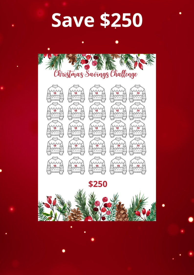 A4 Christmas Savings Challenge Printable, Christmas Savings Tracker, 30 ...