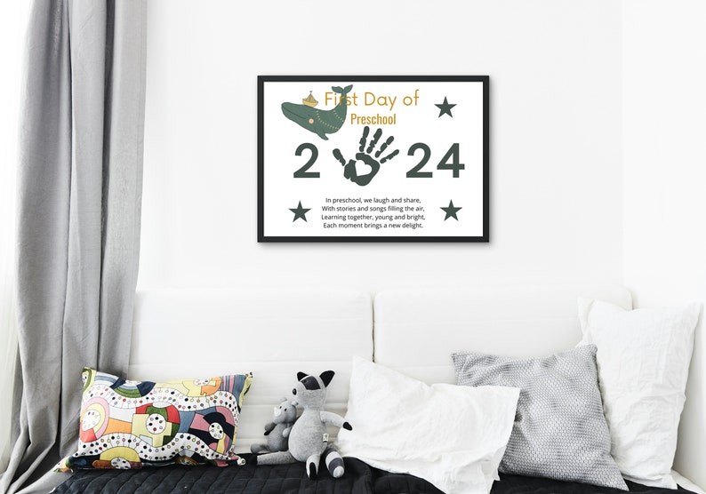 First Day of Preschool Handprint Art, Kindergarten Preschool Handprint ...