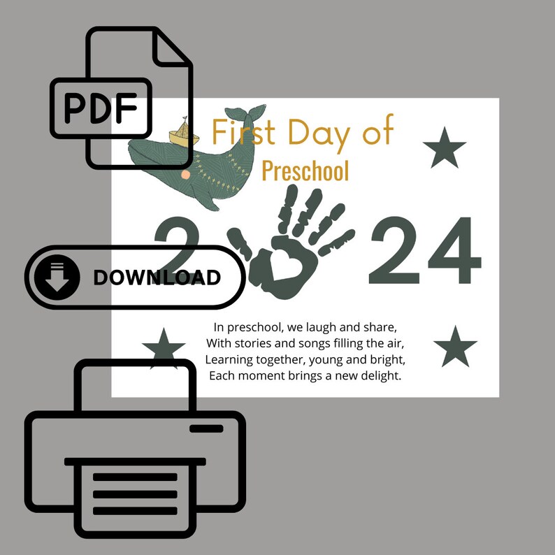 First Day of Preschool Handprint Art, Kindergarten Preschool Handprint ...