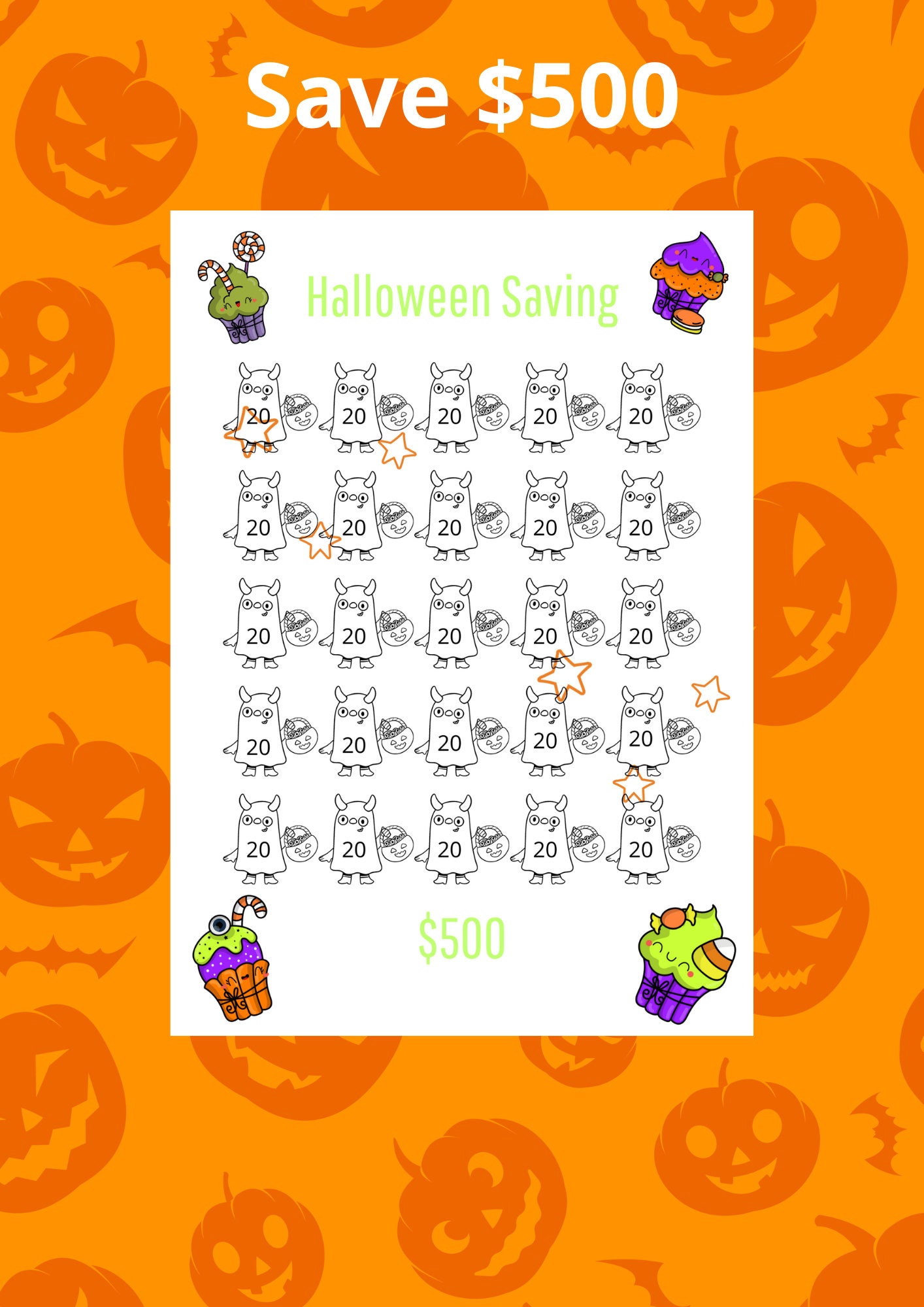 A4 Halloween Savings Challenge Printable Halloweensavings - Etsy