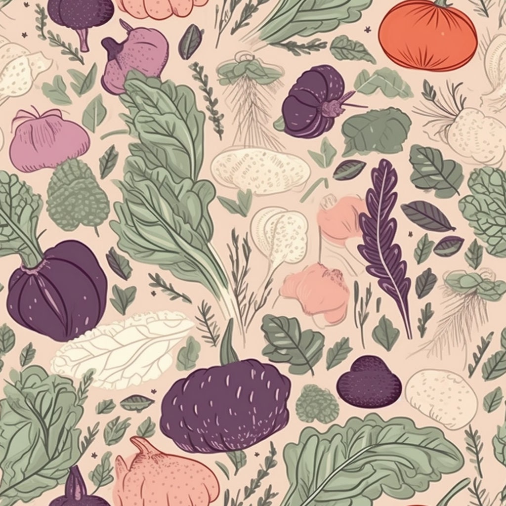 5 Vegetable Seamless Digital Patterns, Fresh and Vibrant Designs for ...