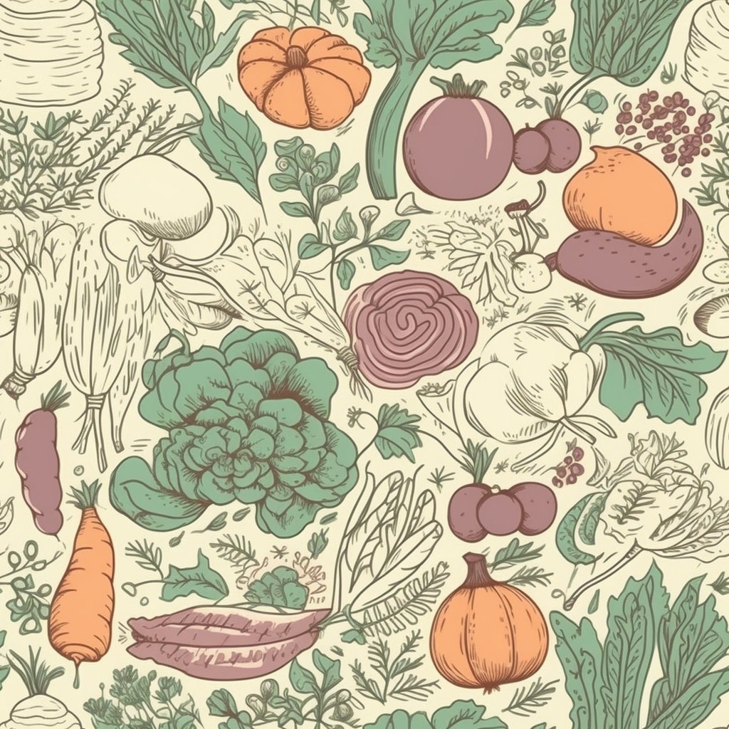 5 Vegetable Seamless Digital Patterns, Fresh and Vibrant Designs for ...