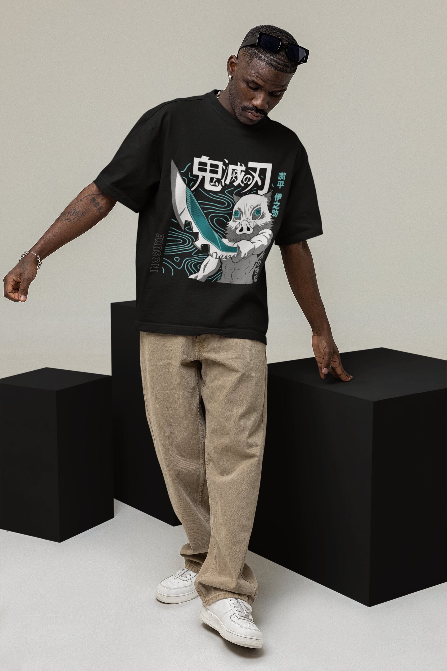 Gift for Men, Hanafuda Earrings Shirt, Inosuke, Anime Drip Shirt ...