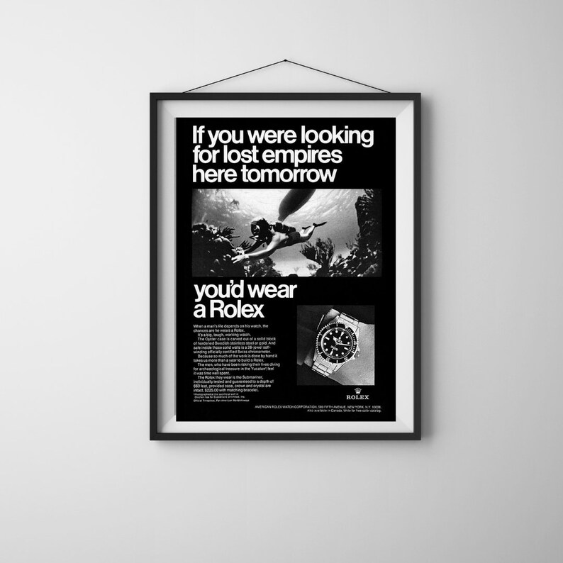 Rolex Diving Vintage Advert Print - Etsy