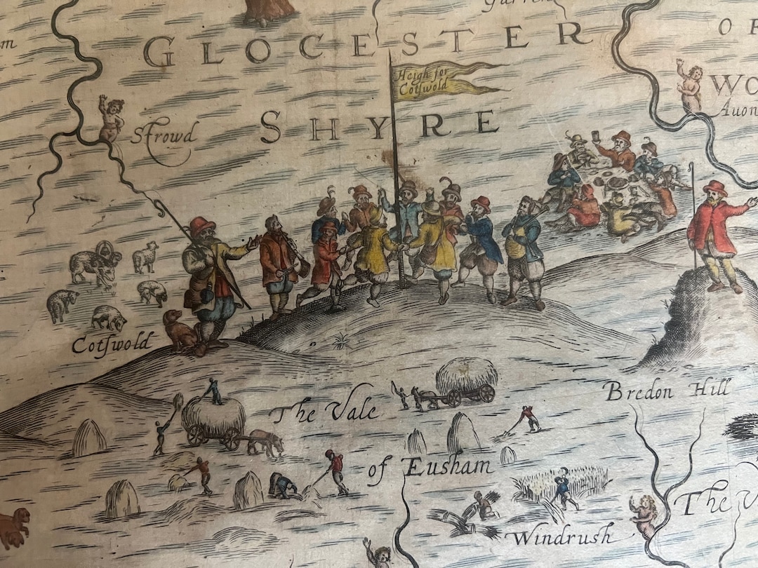 Original Antique 1612 Map of Gloucestershire by William Hole - Etsy UK