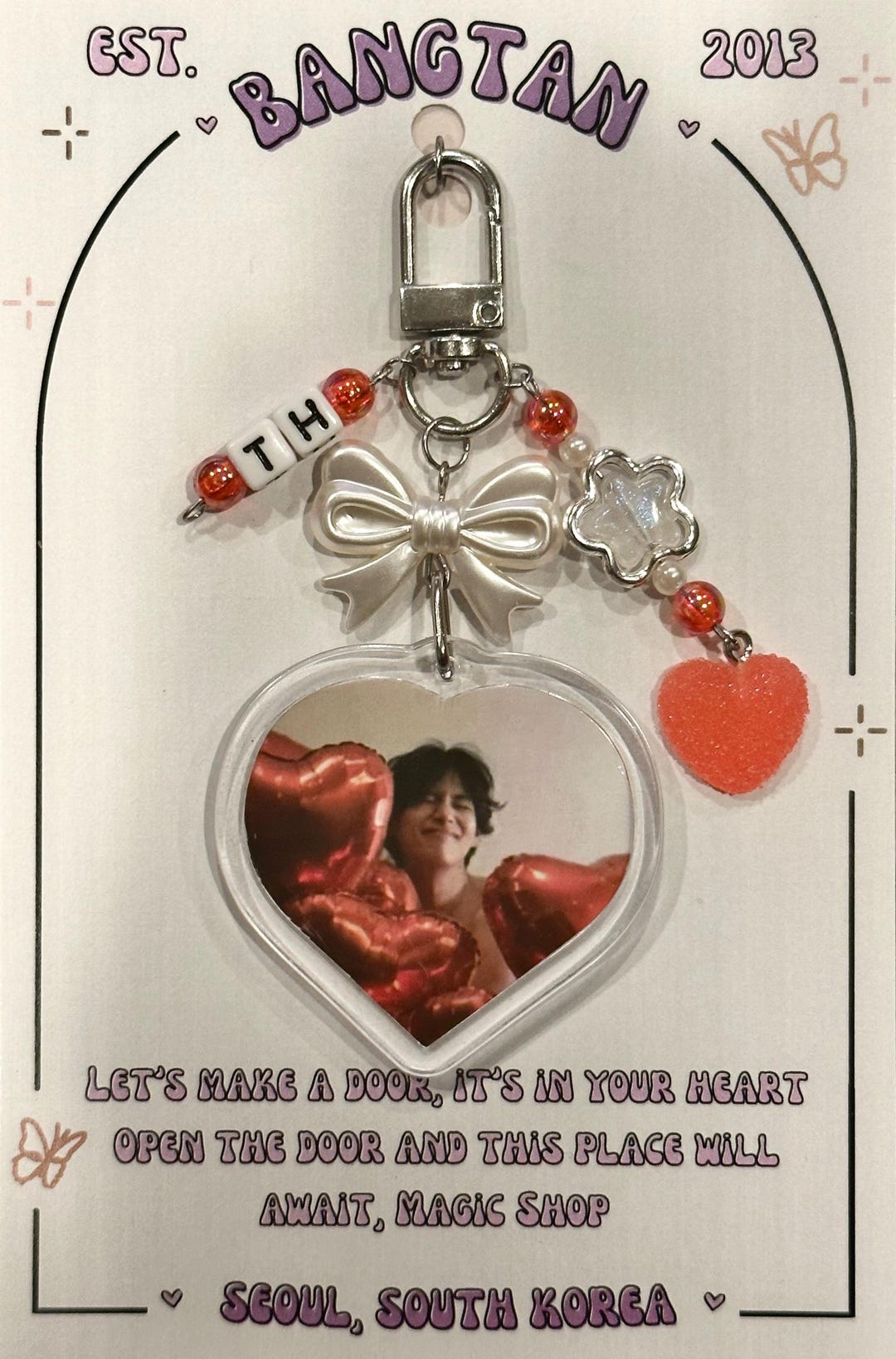 BTS V Taehyung Photo Heart Keychain - Etsy