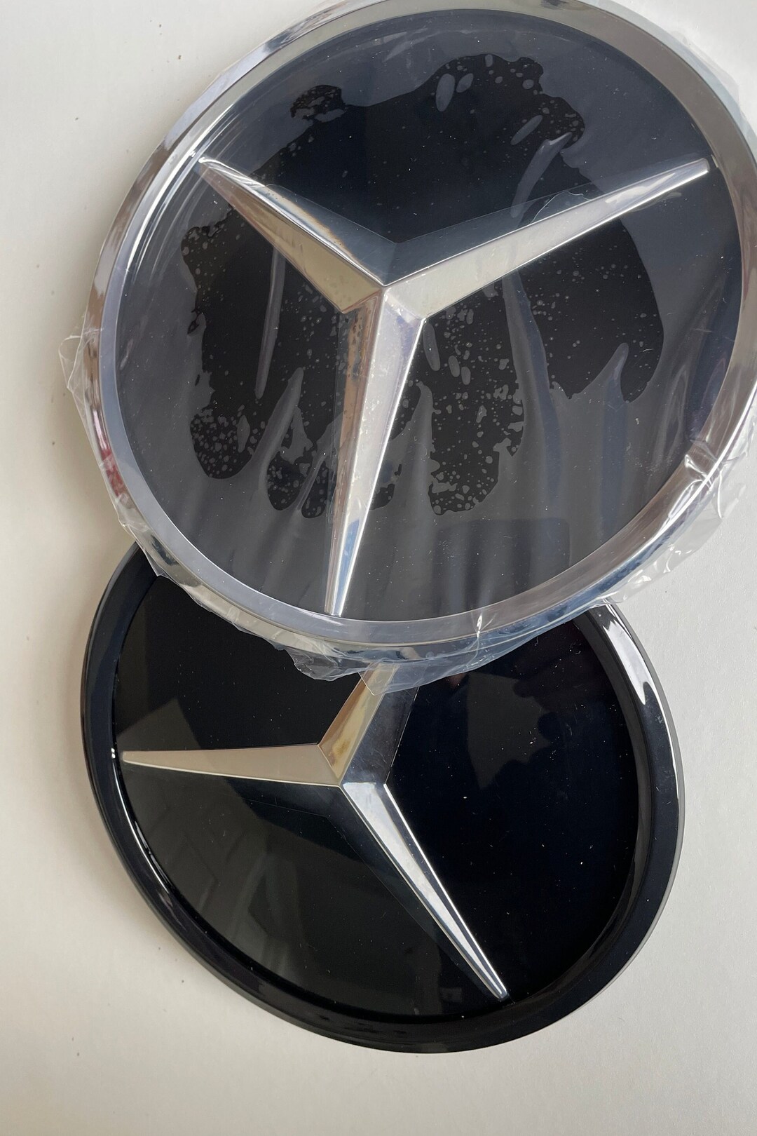 Mercedes Benz Chrome or Black Outer Ring Radiator Mirror Grill Star ...