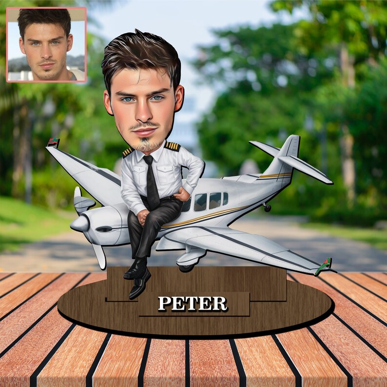 Personalized 3D Wooden Pilot Figurine, Pilot Caricature, Custom Pilot ...