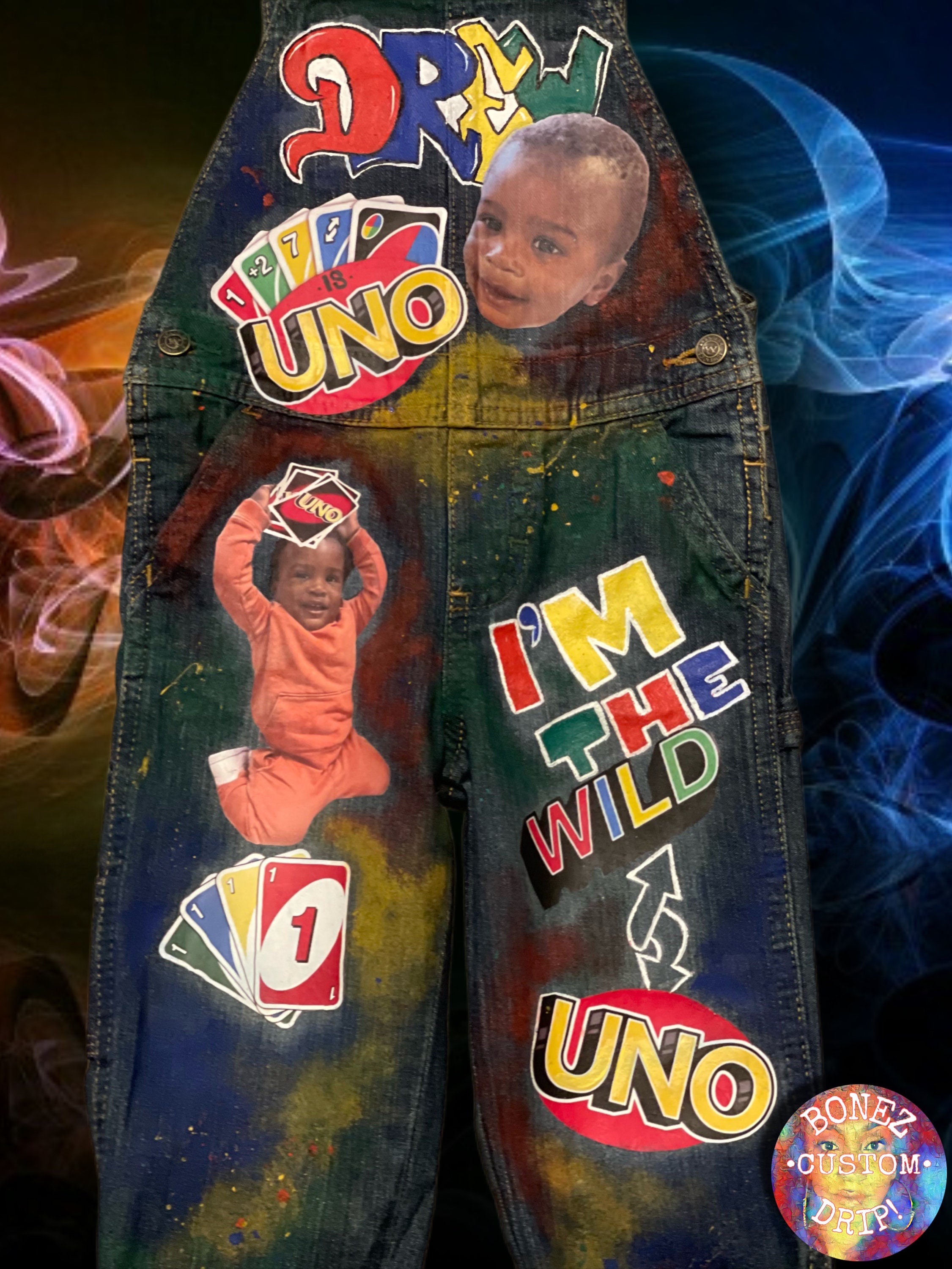 Custom UNO Theme Birthday Kids Overalls - Etsy