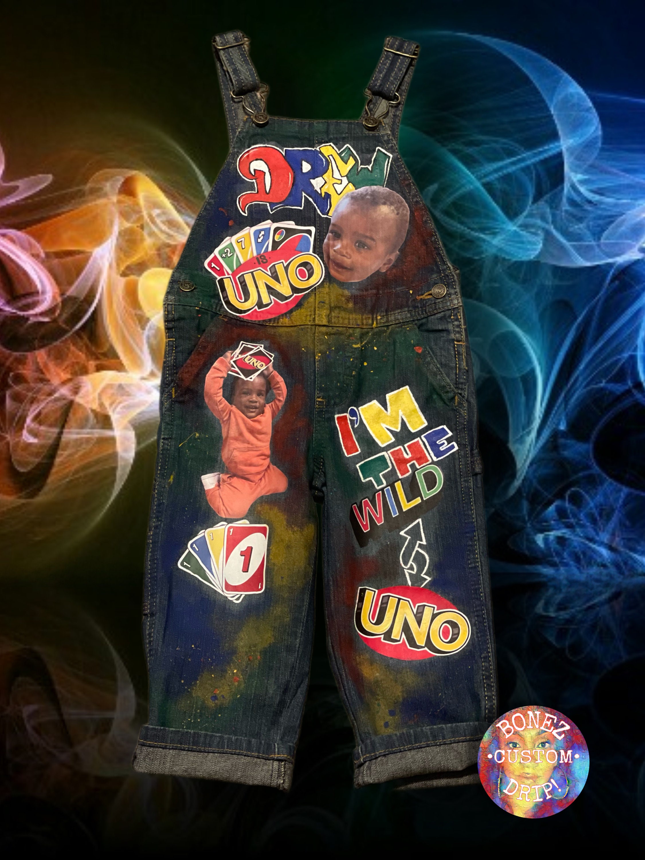 Custom UNO Theme Birthday Kids Overalls - Etsy