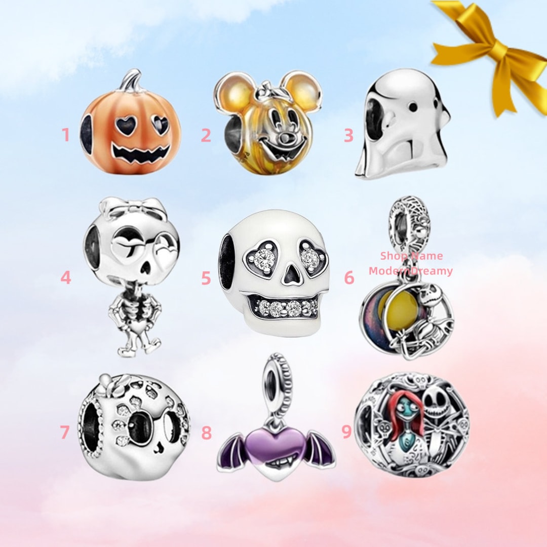 Skeleton Skull Charm Spooky Pumpkin Boo Ghost Charm Genuine S925 Silver ...