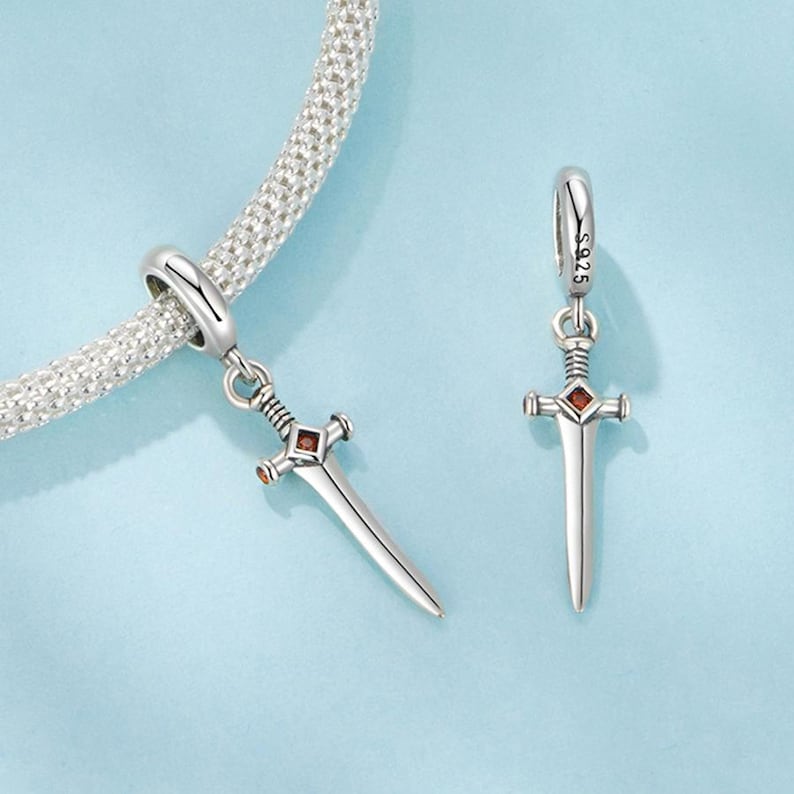 Sword Dangle Charm: 925 Sterling Silver Charm for Bracelet,necklace ...