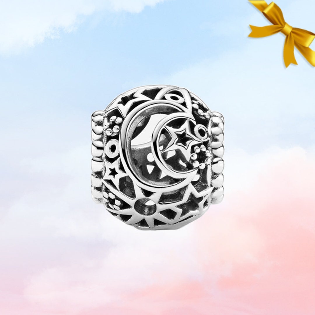 Openwork Sun,stars & Moon Charm New Genuine S925 Sterling Silver Charm ...