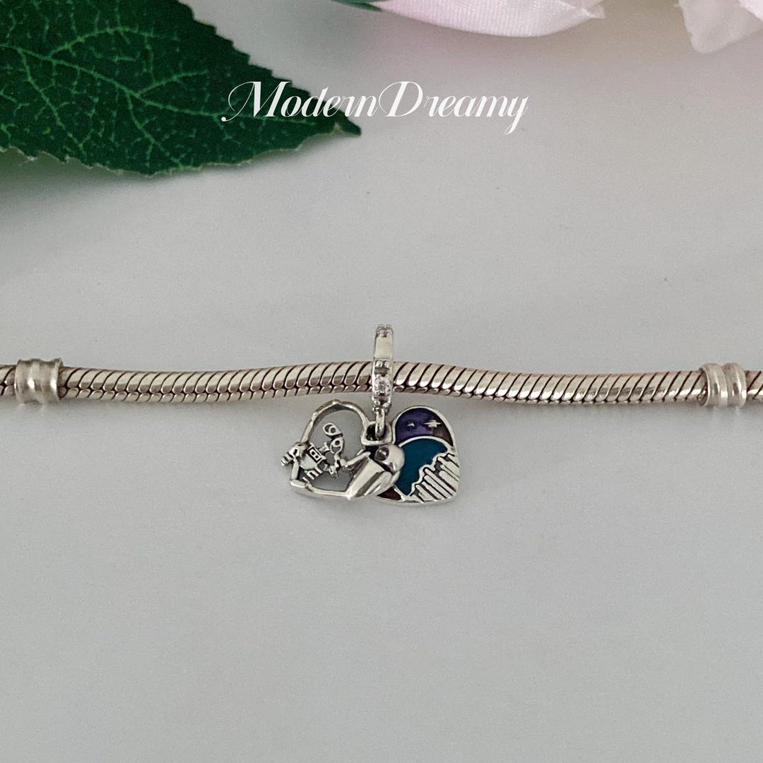 Pixar Wall-e & Eve Dangle Charm • Genuine S925 Sterling Silver Charm for Bracelet • Necklace ...