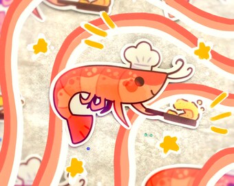 Chef Shrimp Fried Rice Glossy Waterproof Sticker Sheet Cute Shrimp Meme ...