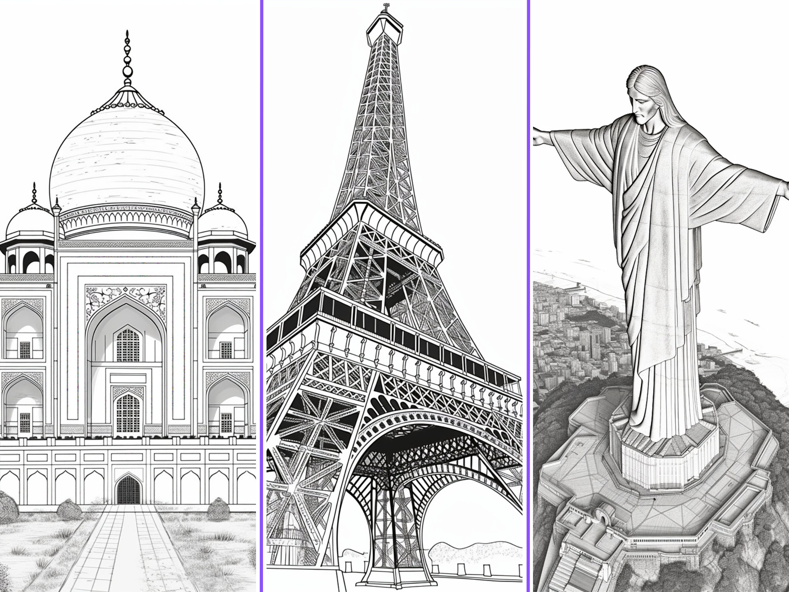 10 World Wonders Coloring Pages, Adult Coloring, Kids Coloring, Anxiety ...