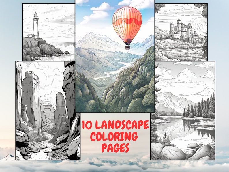 Landscapes Coloring Pages, Adult Coloring, Kids Coloring, Anxiety ...