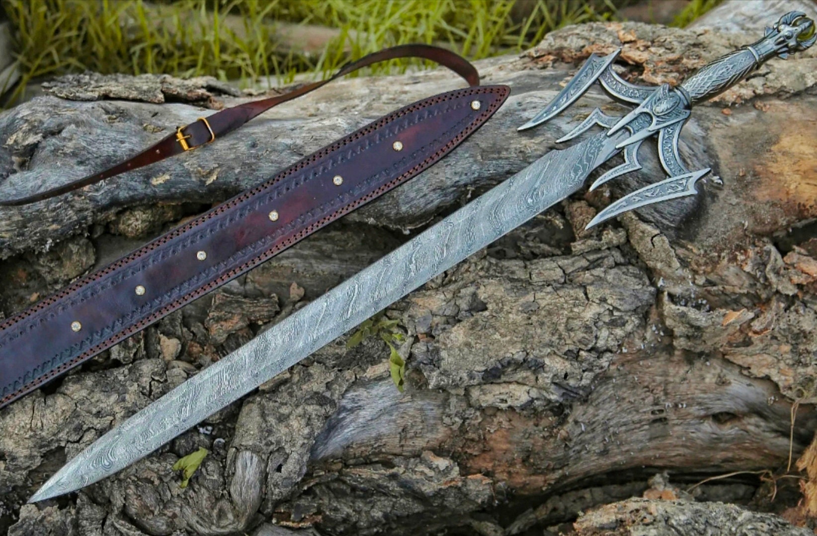 Barbarian Sword Handmade Damascus Steel Sword Brand New - Etsy