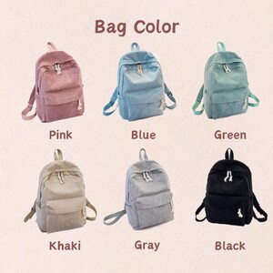 Custom Corduroy Backpack: Personalized Embroidered School Bag for Kids ...