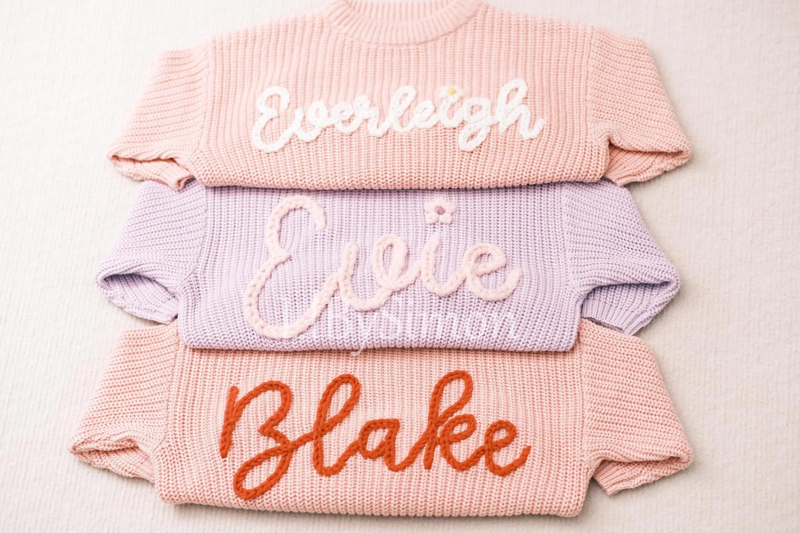 Hand-embroidered Name Baby Sweater: Custom 100% Cotton Gift - Etsy