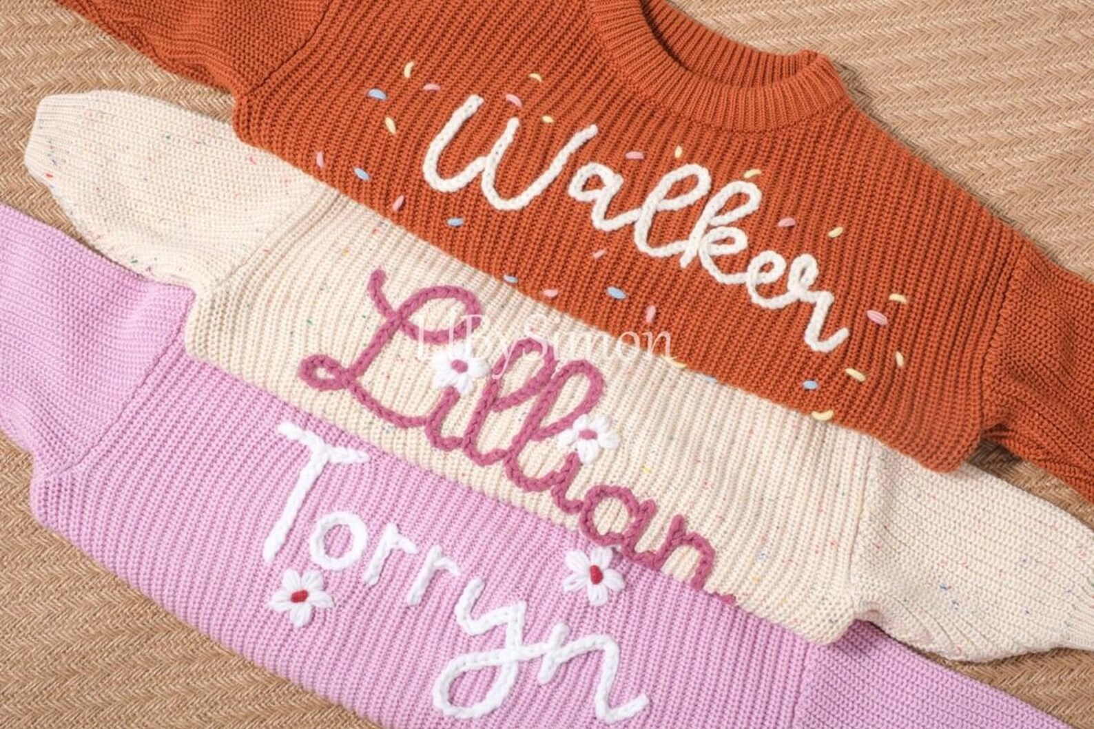 Hand-embroidered Name Baby Sweater: Custom 100% Cotton Gift - Etsy