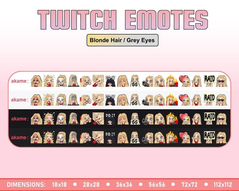 Twitch Emote, Blonde Hair Girl Emote, Twitch Emote Pack, Anime Emote ...