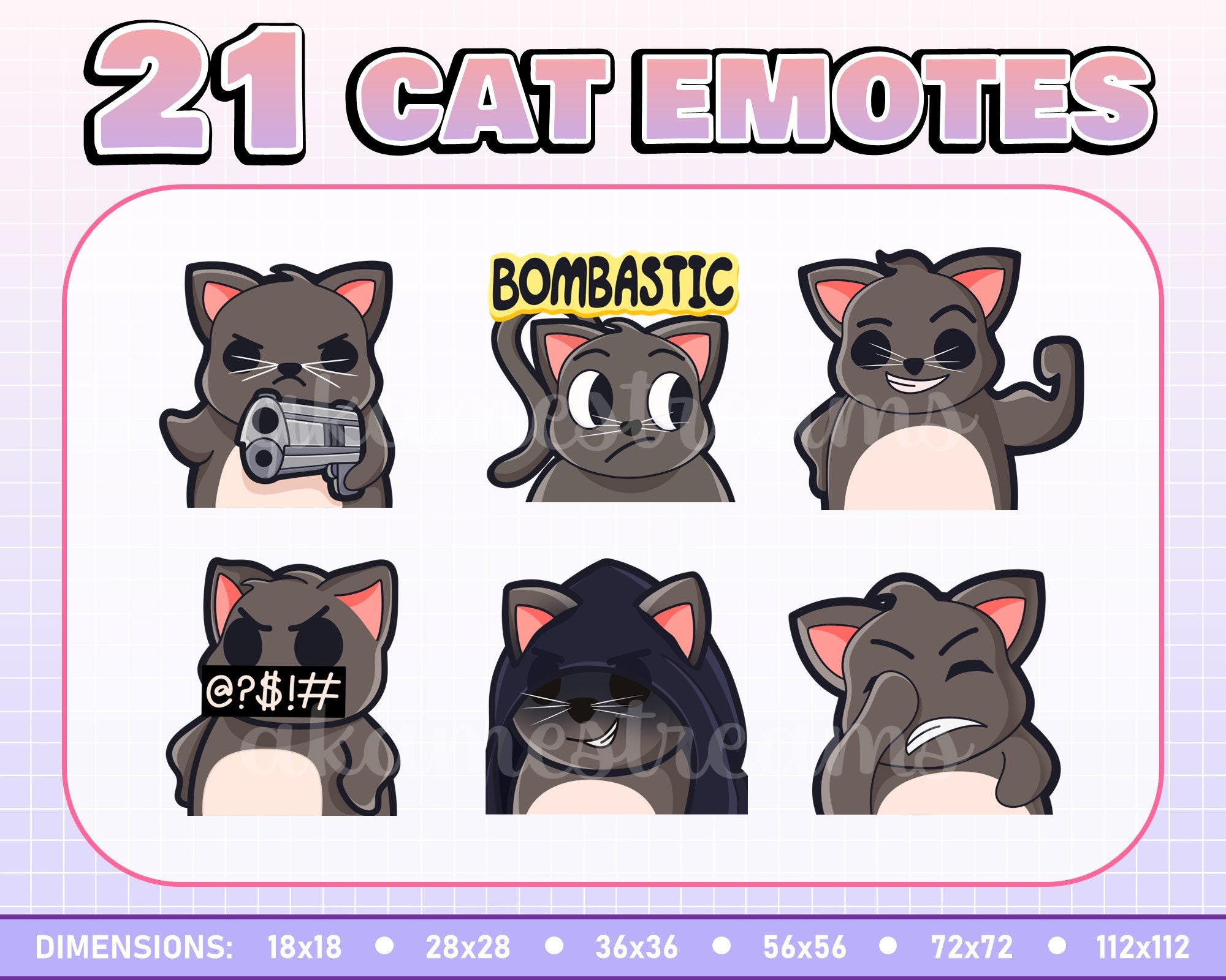Cat Emotes, Cute Black Cat Emotes, Twitch Cat Emotes, Cat Emotes ...
