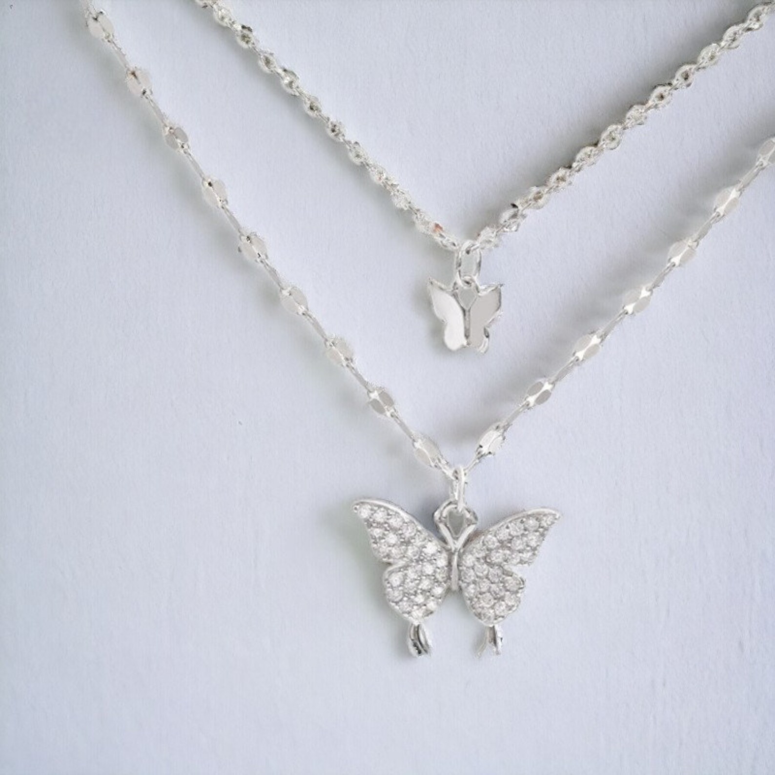 Dainty 925 Sterling Silver Butterfly Necklace Butterfly Pendant ...