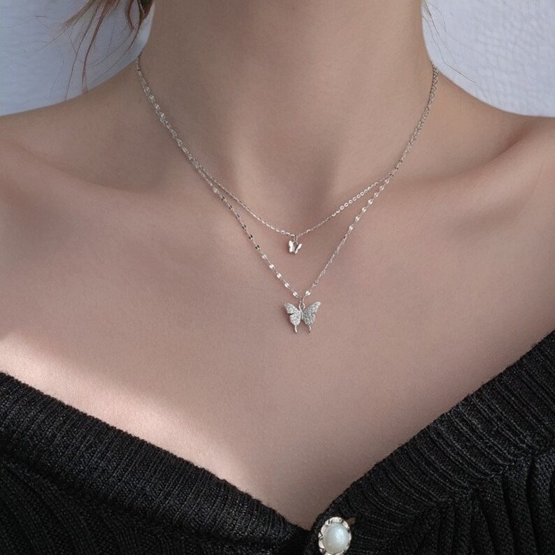 Dainty 925 Sterling Silver Butterfly Necklace Butterfly Pendant ...
