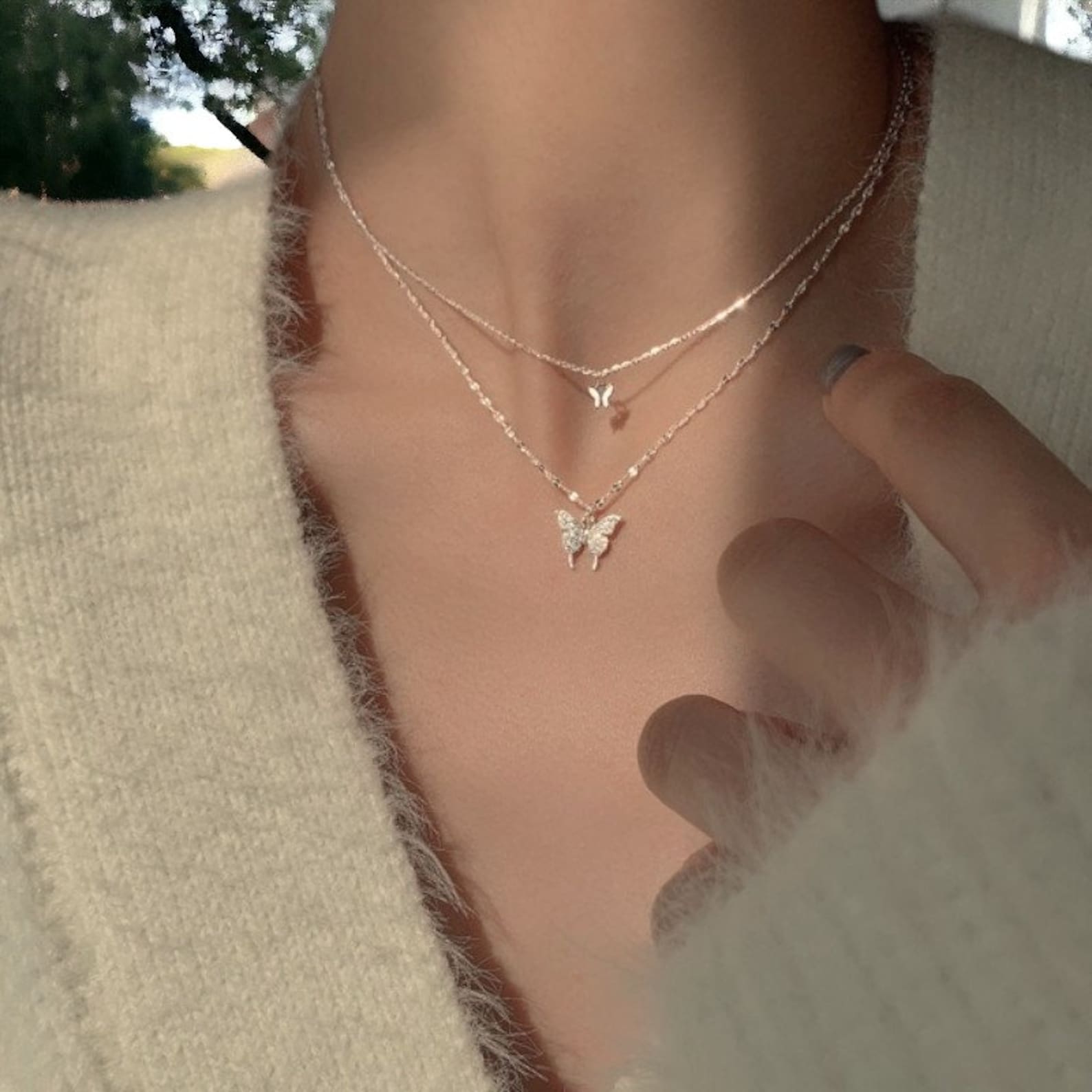 Dainty 925 Sterling Silver Butterfly Necklace Butterfly Pendant ...