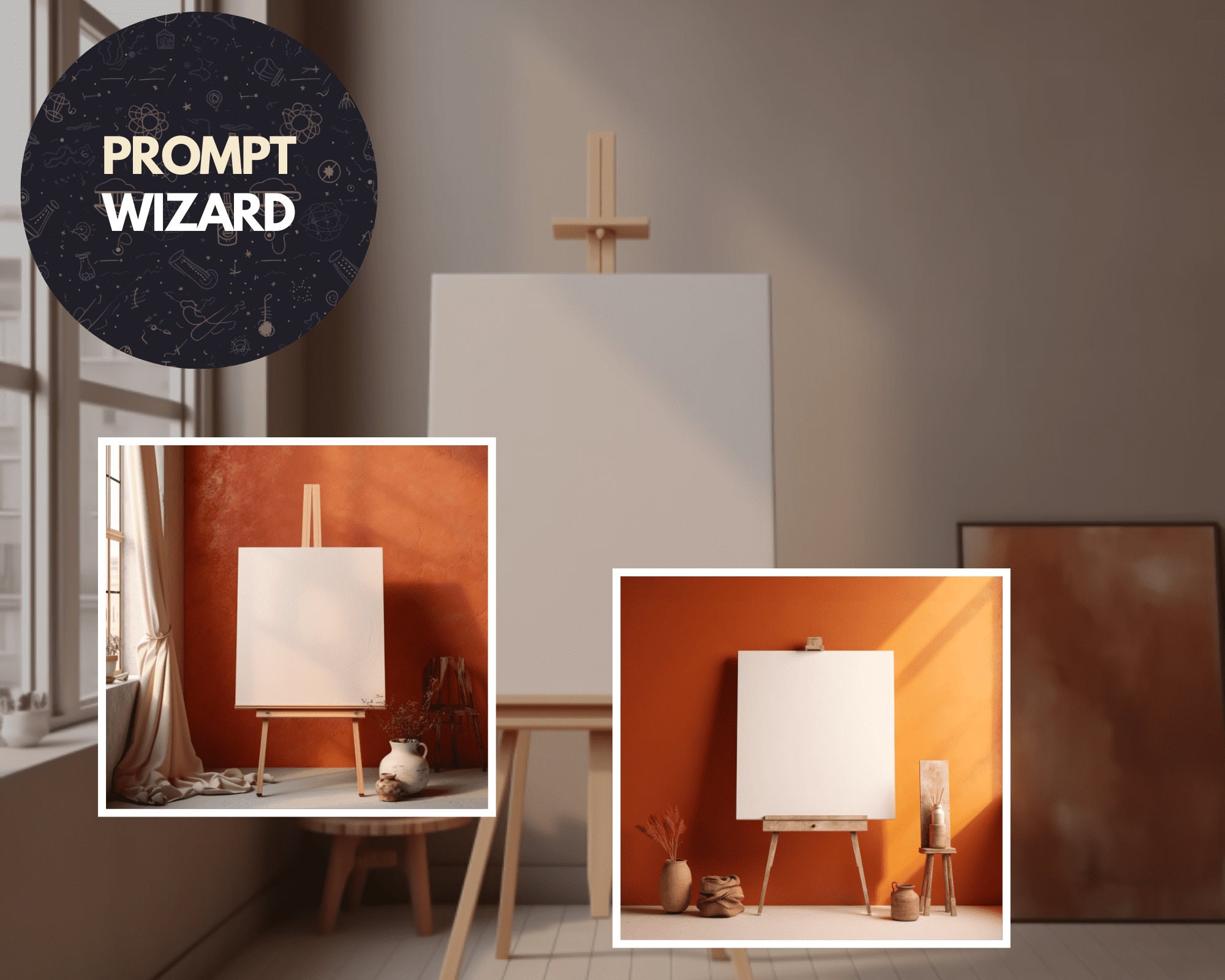Midjourney Prompt Canvas Mockup Designer, Wall Frames Mockup Prompt, AI ...