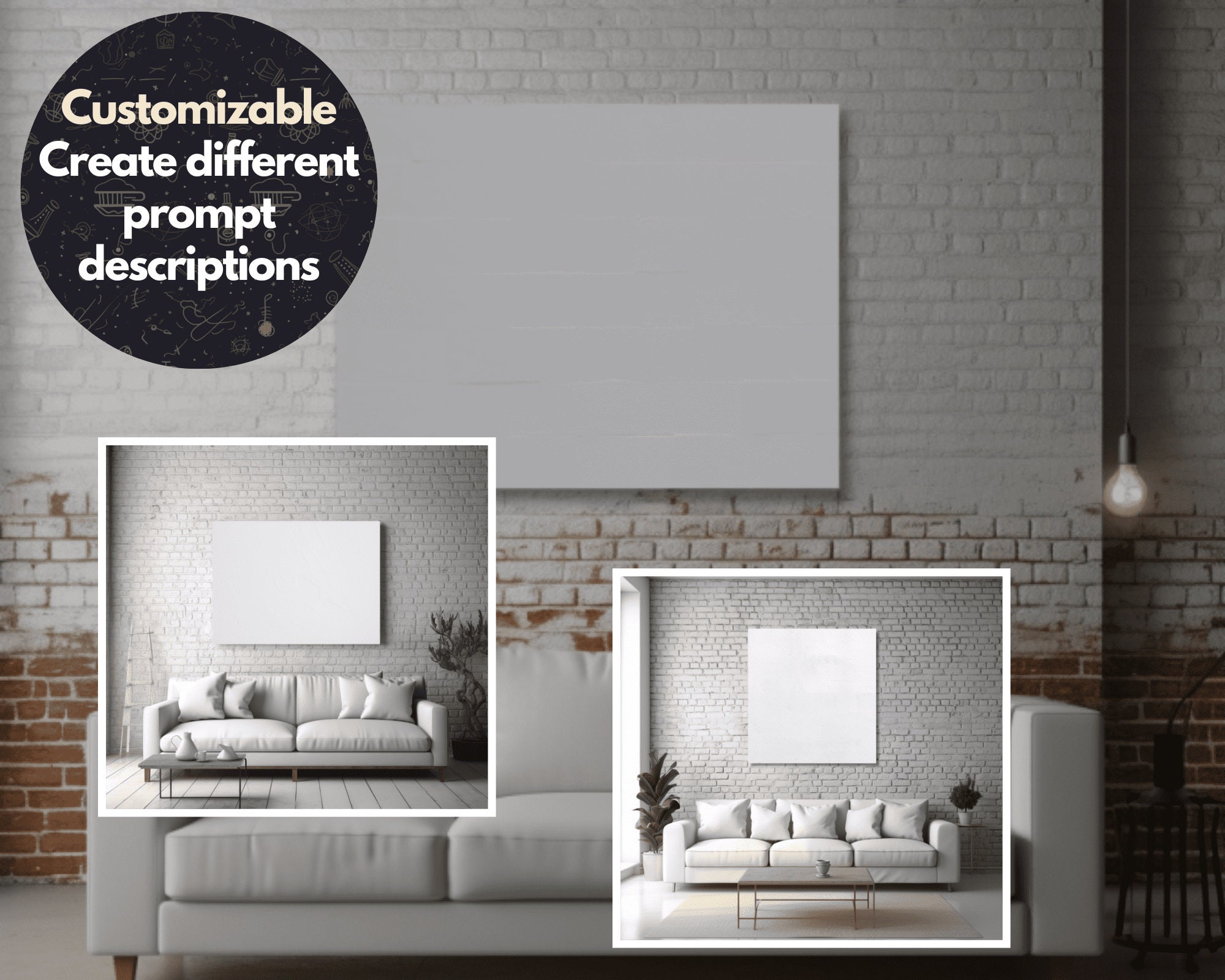 Midjourney Prompt Canvas Mockup Designer, Wall Frames Mockup Prompt, AI ...