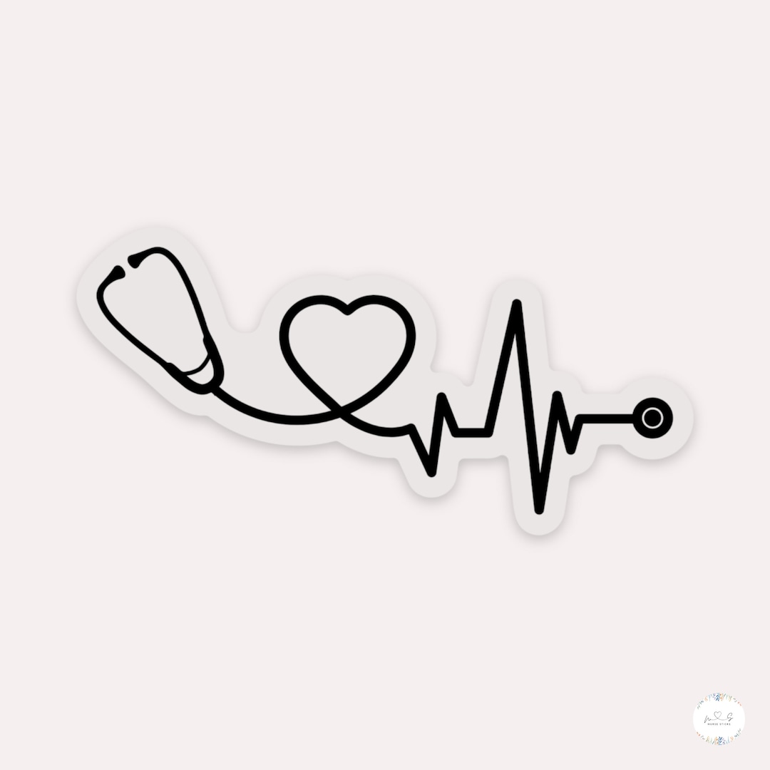 EKG Sticker, Stethoscope Sticker, Nurse Heart Sticker, Healthcare ...