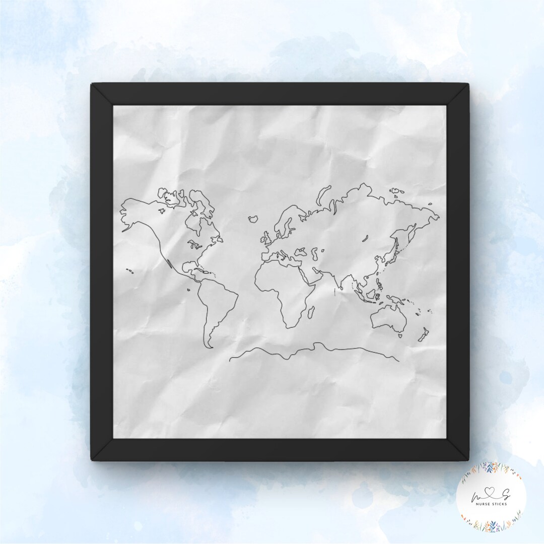 World Map | Map Digital Print, Minimalist Wall Art, Art Gift, Digital ...