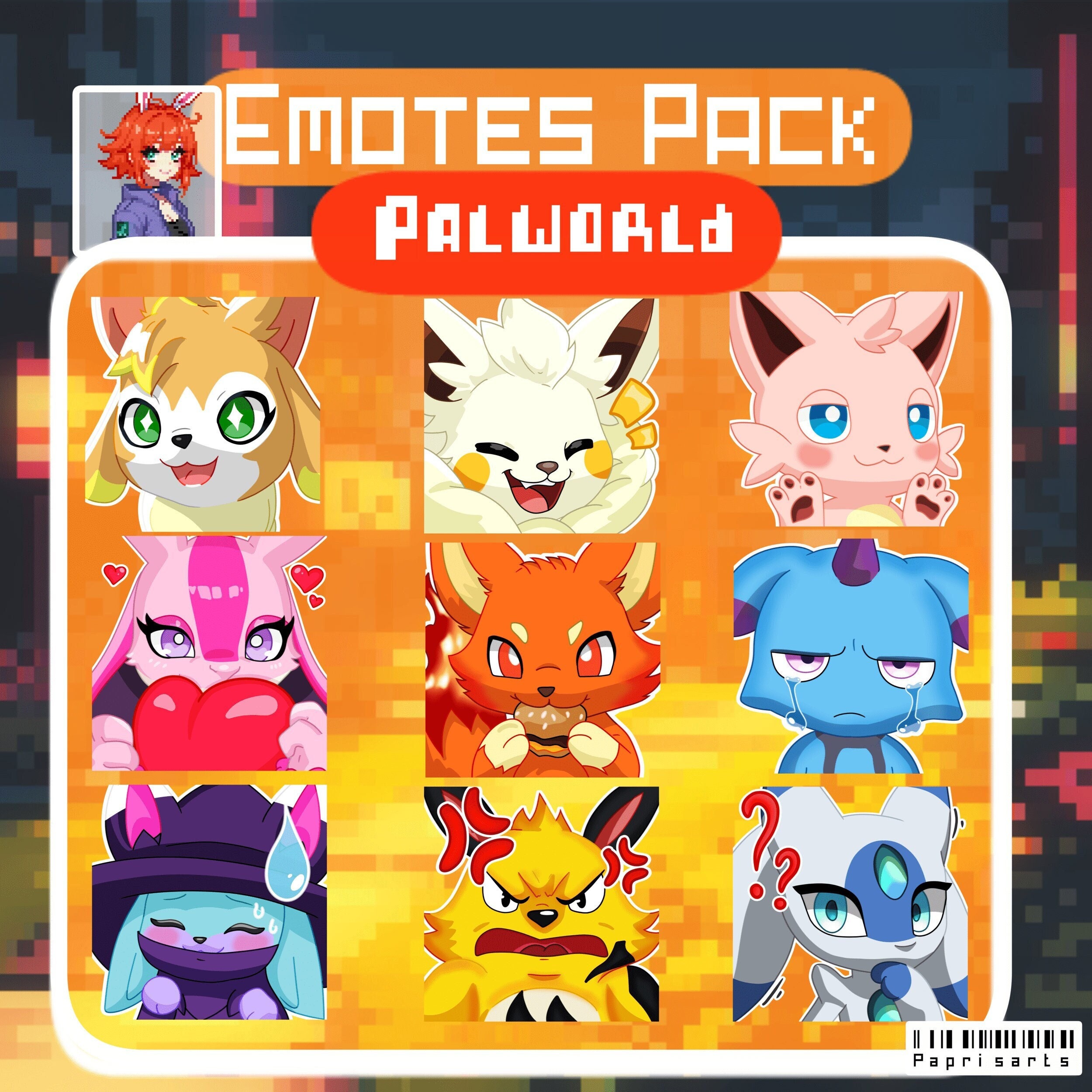 EMOTES [TWITCH & DISCORD] - Palworld - Foxparks, Cremis, Cattiva, Vixy ...