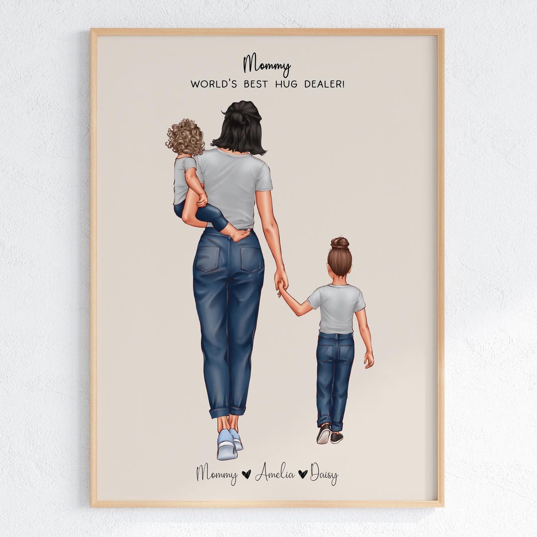 Custom Mom and Kids Paintings, Mothers Day Poster for Mom, First Mother ...